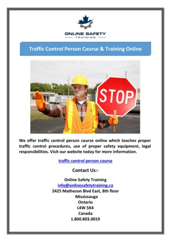 Traffic Control Person Course & Training Online