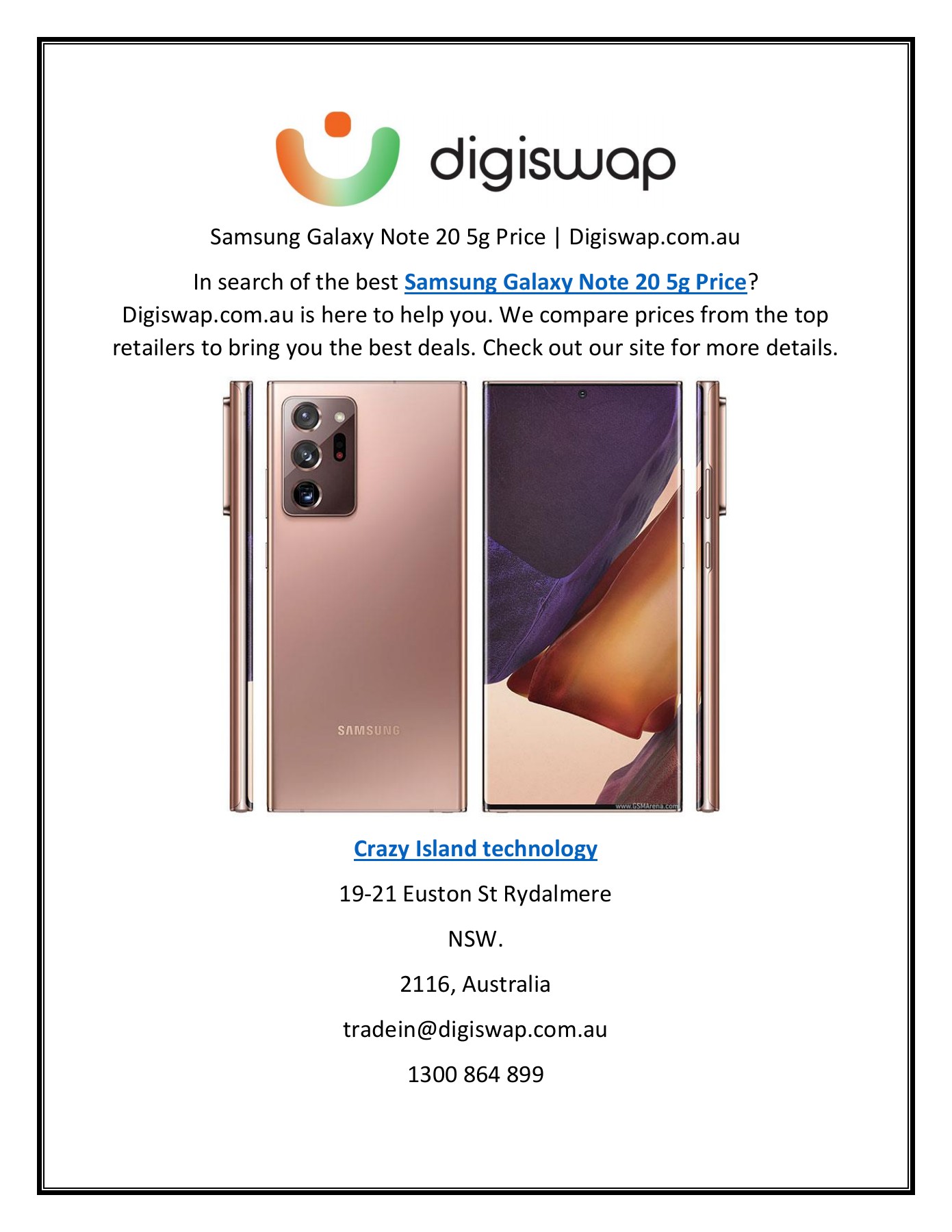 Samsung Galaxy Note 20 5g Price | Digiswap.com.au - digi swap - Page 1 ...
