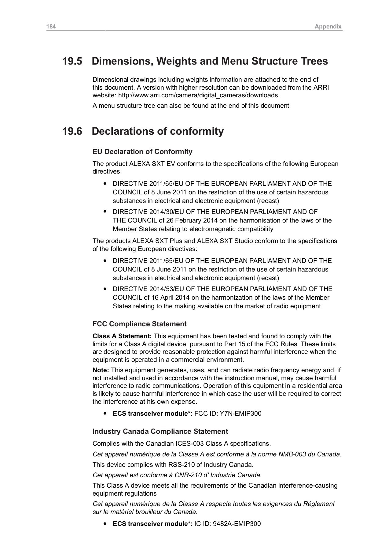 ARRI ALEXA SXT User Manual - prak_m7 - Page 184 | Flip PDF Online ...