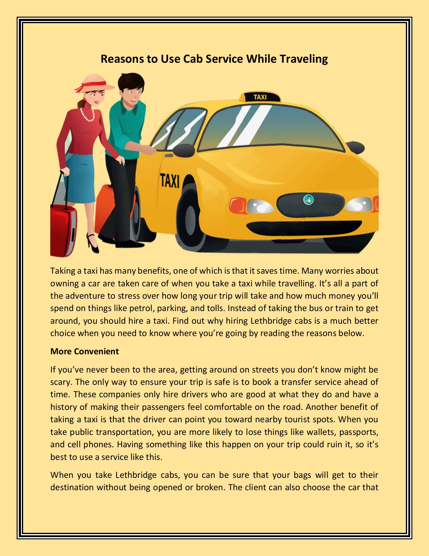 Reasons to Use Cab Service While Traveling - BRIDGE CABS Ltd - Page 1 ...
