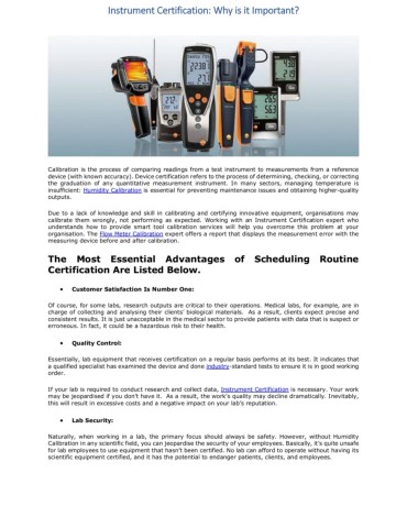 Instrument Certification: Why is it Important?