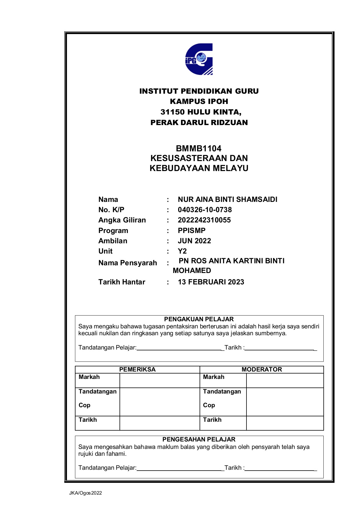 KESUSASTERAAN MELAYU - 339-06-nur_aina - Muka Surat 1 - 12 | Membalik PDF Dalam talian | PubHTML5