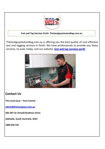 Test and Tag Services Perth | Thelocalguystestandtag.com.au