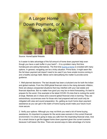A Larger Home Down Payment, or A Bank Buffer