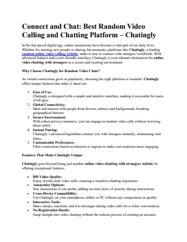 Best Random Video Calling and Chatting Platform – Chatingly