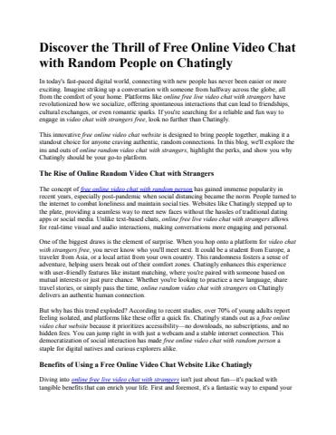 Free Online Video Chat with Random People on Chatingly