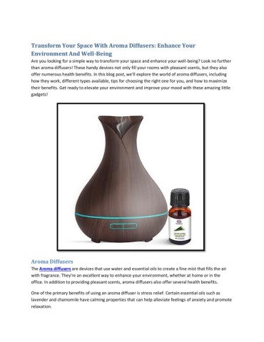Transform Your Space With Aroma Diffusers Enhance Your Environment And Well-Being - rachel jones ...