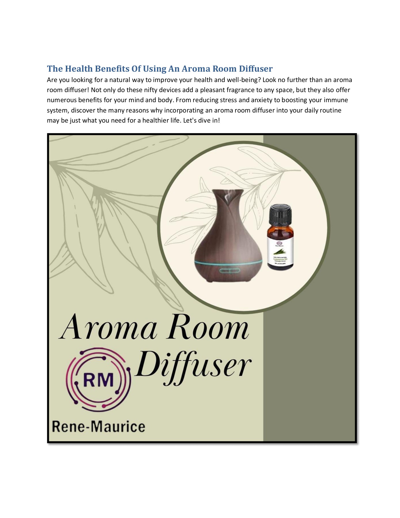 The Health Benefits Of Using An Aroma Room Diffuser - rachel jones ...