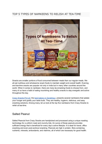 TOP 5 TYPES OF NAMKEENS TO RELISH AT TEA-TIME