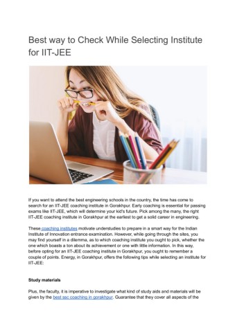 Best While Selecting Institute for IIT-JEE