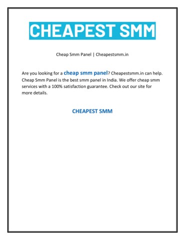 Cheap Smm Panel | Cheapestsmm.in