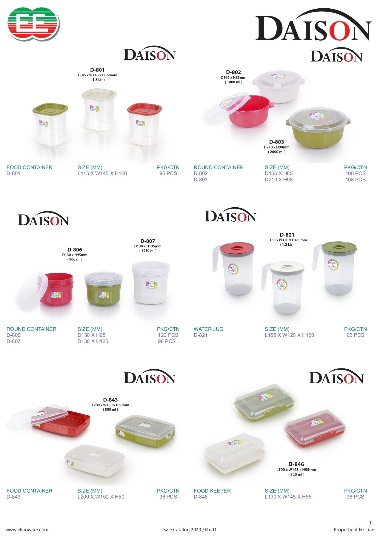 Lastest Product Catalog-2020 ( DAISON ) - EE-LIAN (M) ENTERPRISE SDN ...