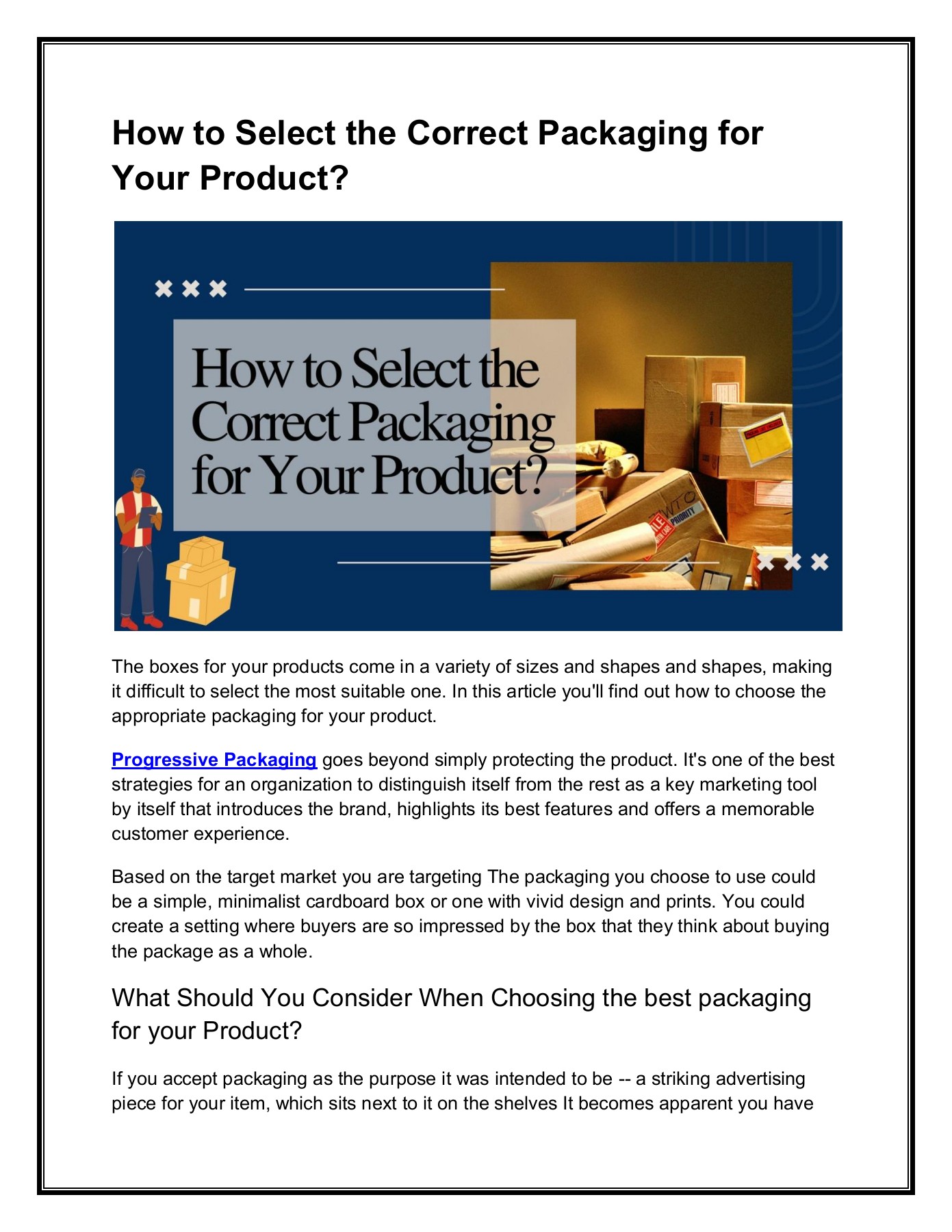 How to Select the Correct Packaging for Your Product - Progressive ...
