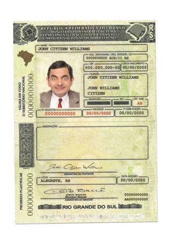 Brazil (Rio Grande do Sul) driving license template in PSD format