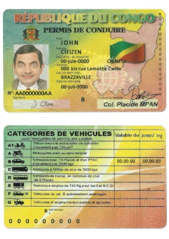 Congo driving license template in PSD format, fully editable