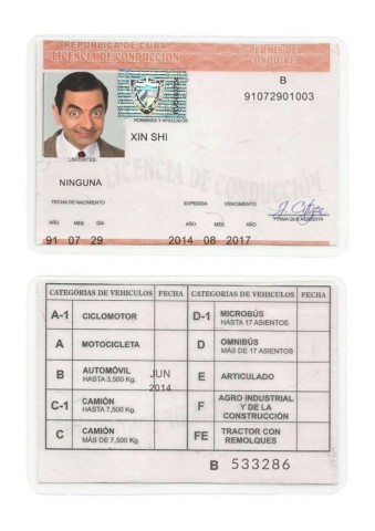 Cuba driving license template in PSD format