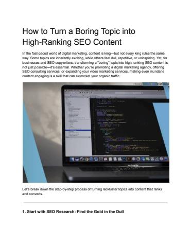 How to Turn a Boring Topic into High-Ranking SEO Content