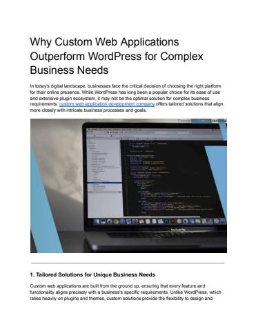 Why Custom Web Applications Outperform WordPress for Complex Business Needs