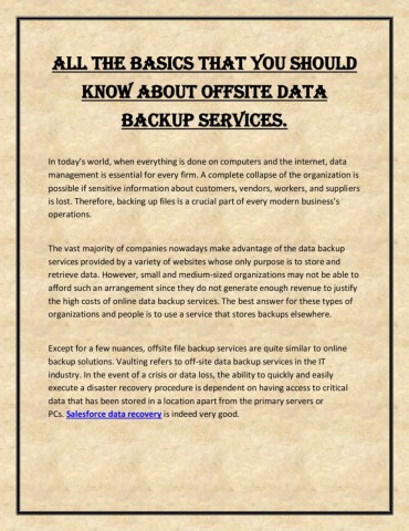 All the basics that you should know about offsite data backup services