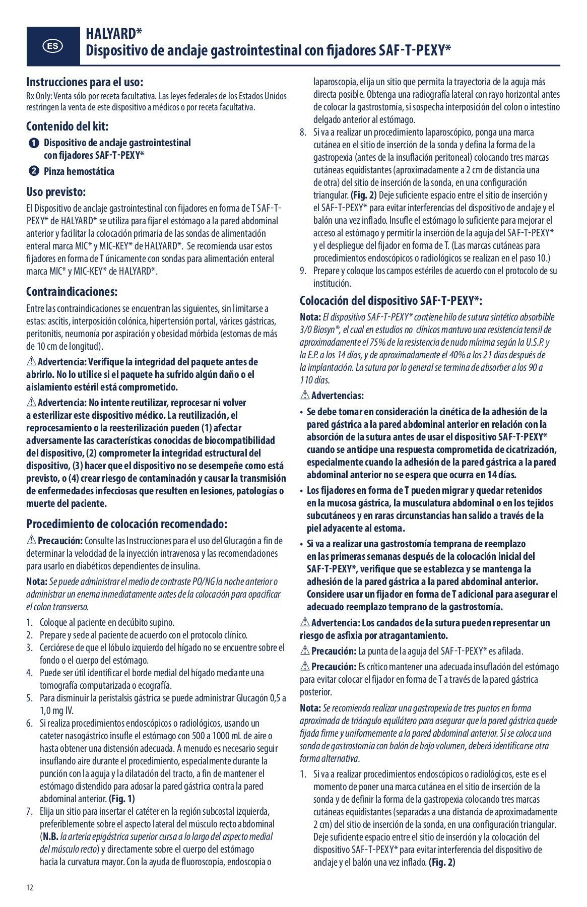 Instructions For Use - Gastrointestinal Anchor Set with SAF-T-PEXY T ...