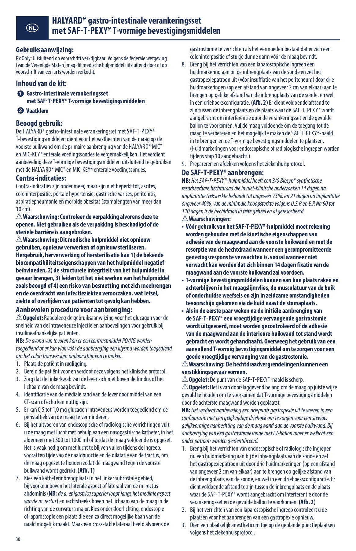 Instructions For Use - Gastrointestinal Anchor Set with SAF-T-PEXY T ...