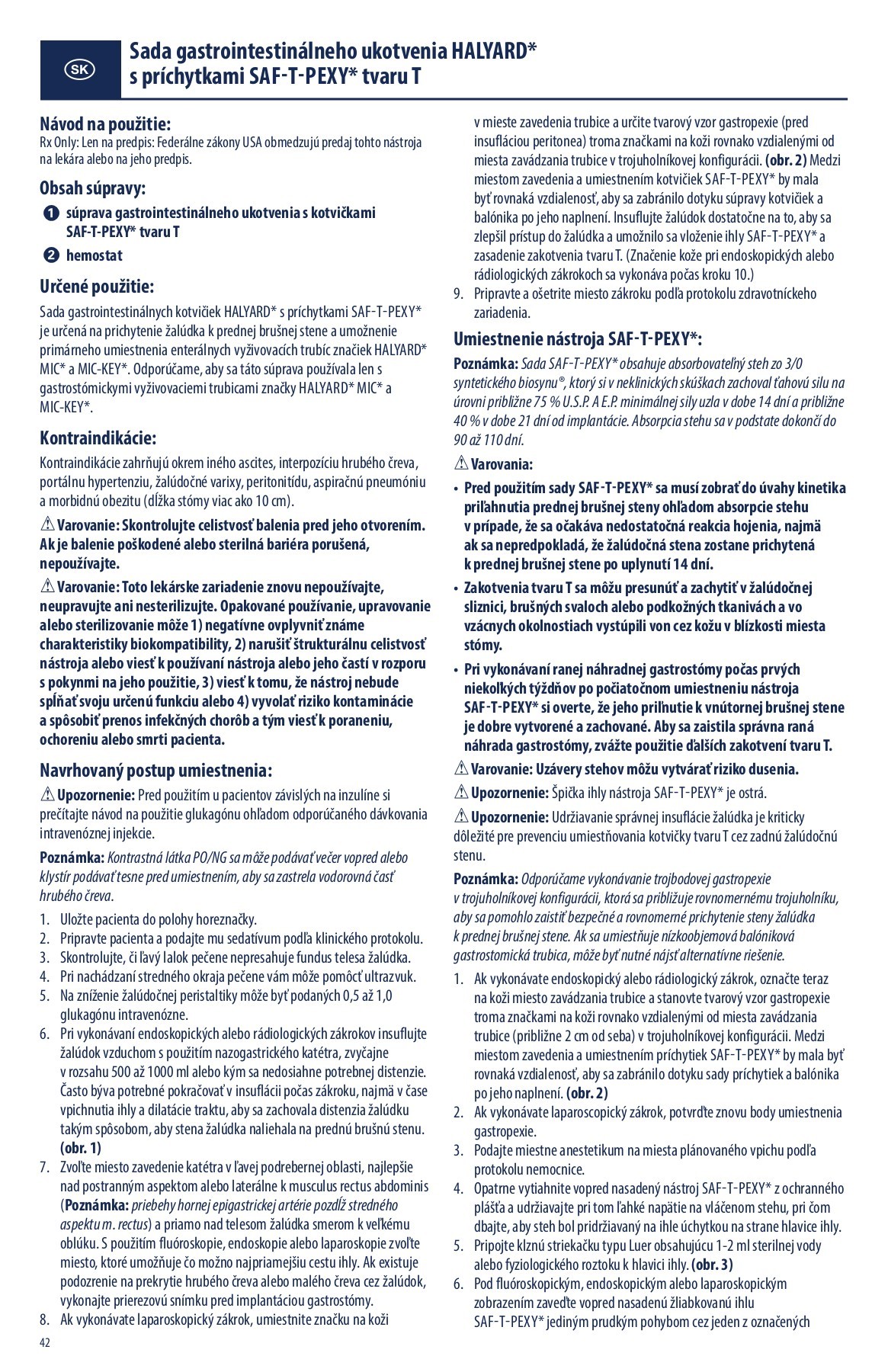 Instructions For Use - Gastrointestinal Anchor Set with SAF-T-PEXY T ...