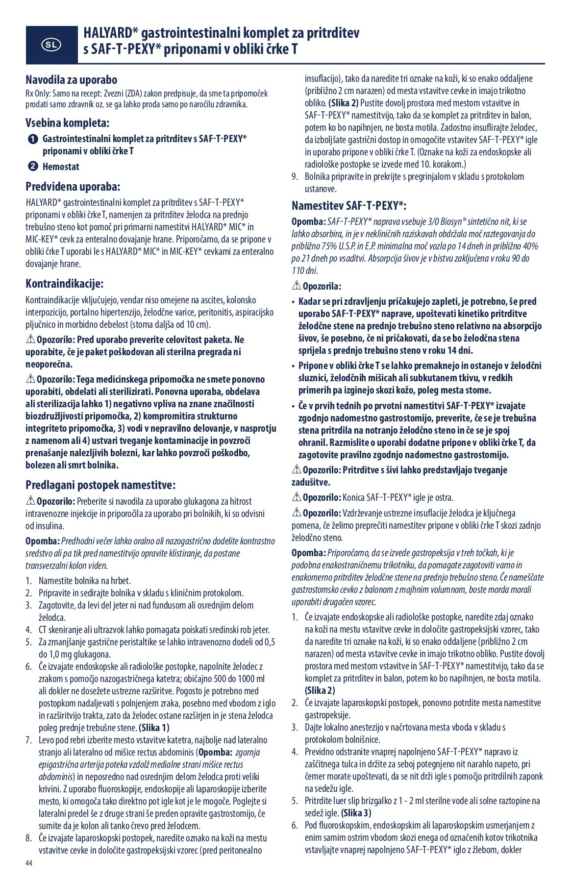 Instructions For Use - Gastrointestinal Anchor Set with SAF-T-PEXY T ...