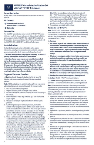 Instructions For Use - Gastrointestinal Anchor Set with SAF-T-PEXY T ...