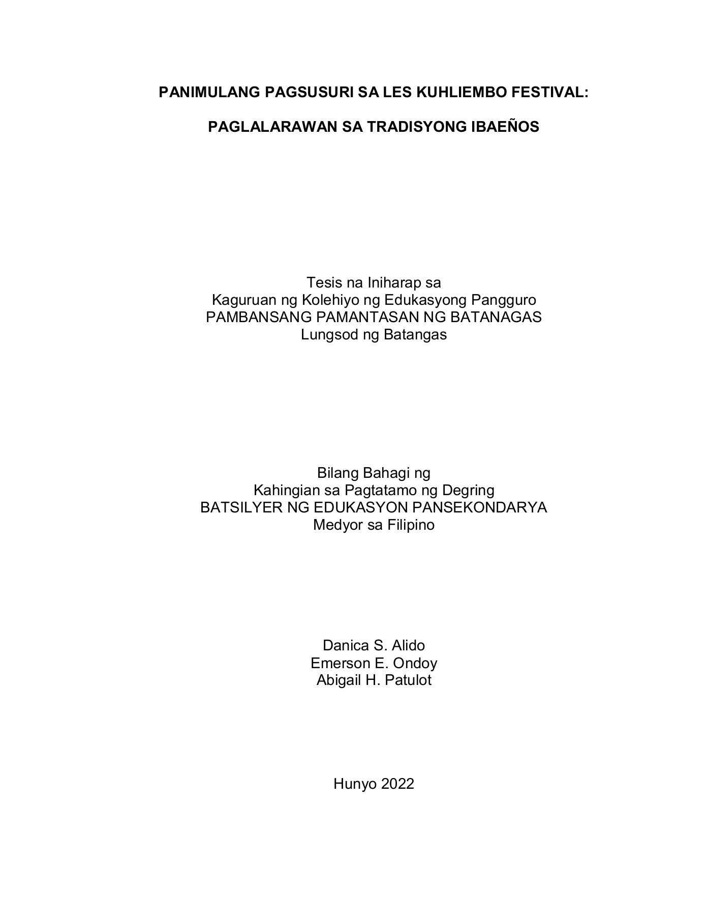 PANIMULANG-PAGSUSURI-SA-LES-KUHLIEMBO-FESTIVAL-PAGLALARAWAN-SA ...