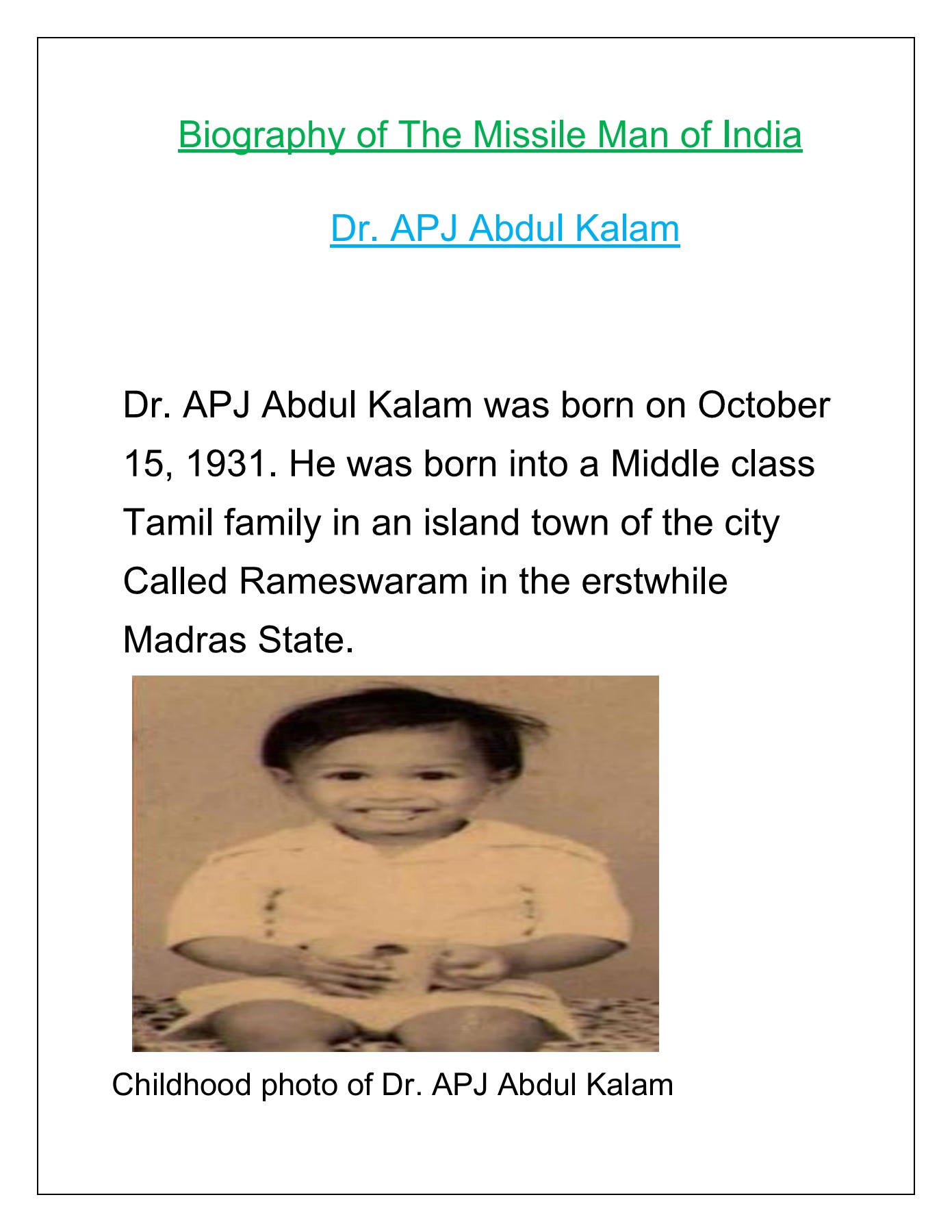 Biography of The Missile Man of India - SHIVAM MISHRA - Page 1 - 8 ...