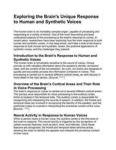 Exploring the Brain's Unique Response to Human and Synthetic Voices