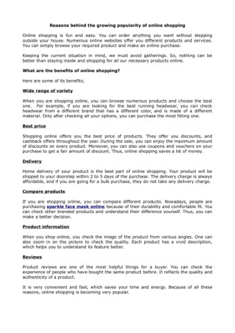 Reasons Behind The Growing Popularity Of Online Shopping