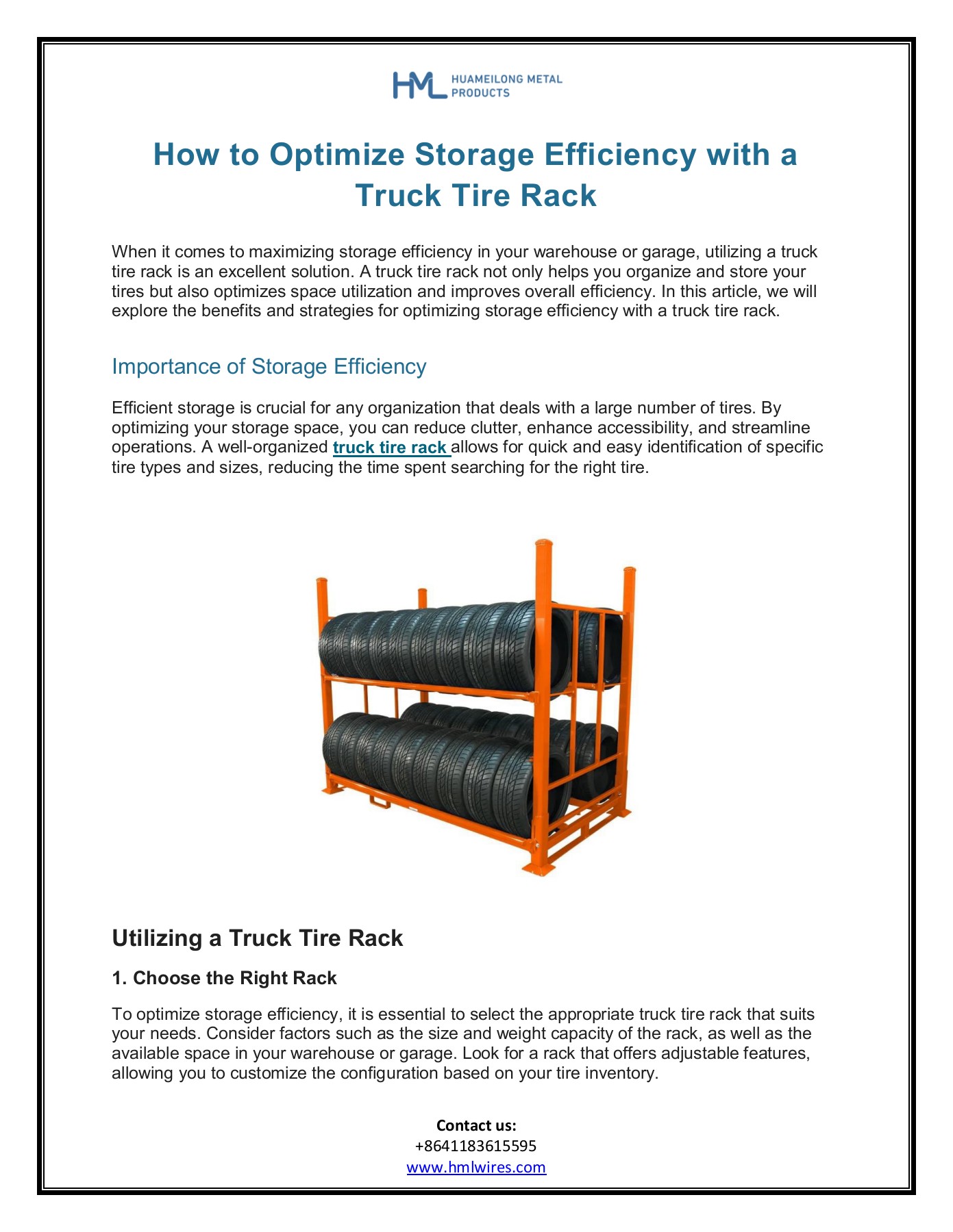How to Optimize Storage Efficiency with a Truck Tire Rack - HML Group ...