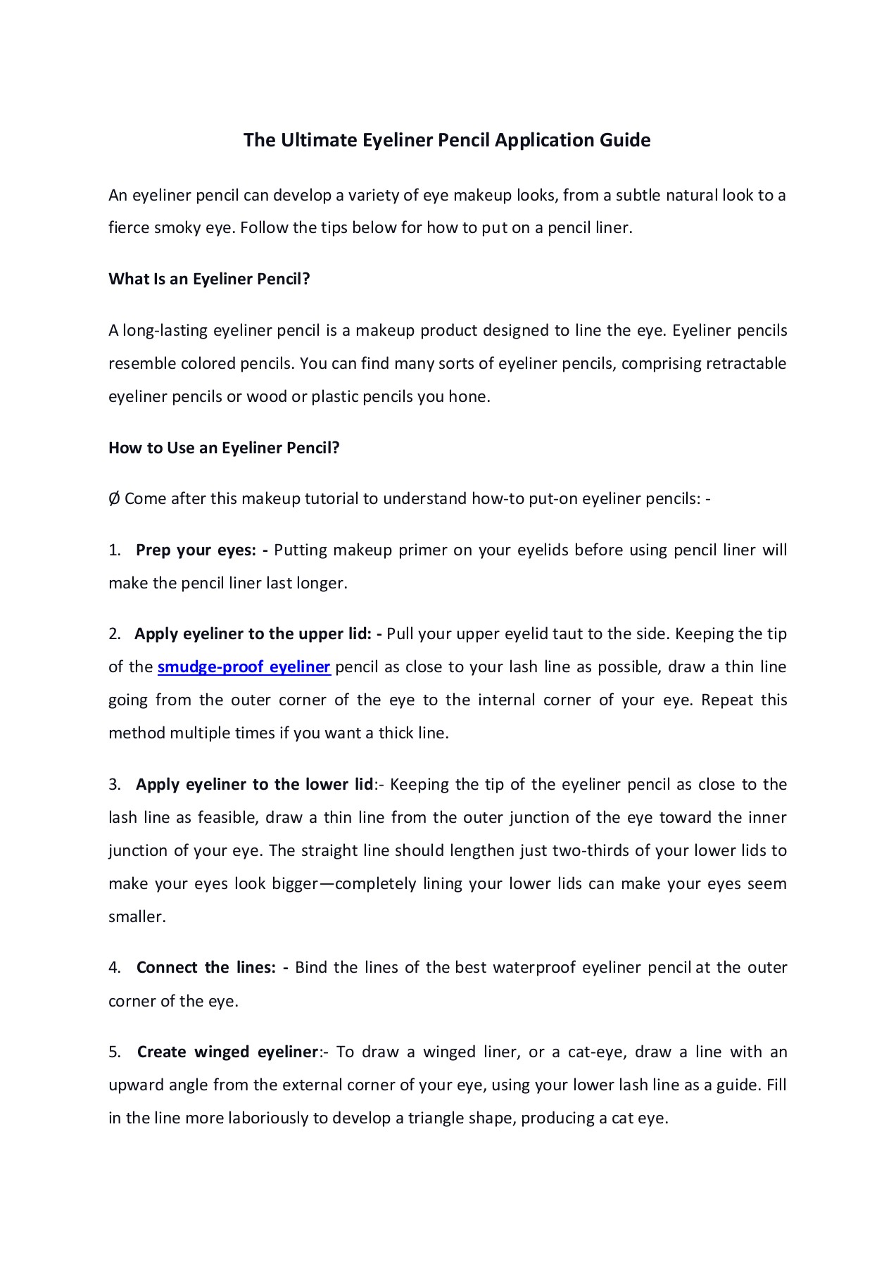 The Ultimate Eyeliner Pencil Application Guide - Raju Kumar - Page 1 ...