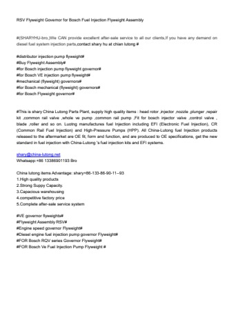 RSV Flyweight Governor for Bosch Fuel Injection Flyweight Assembly