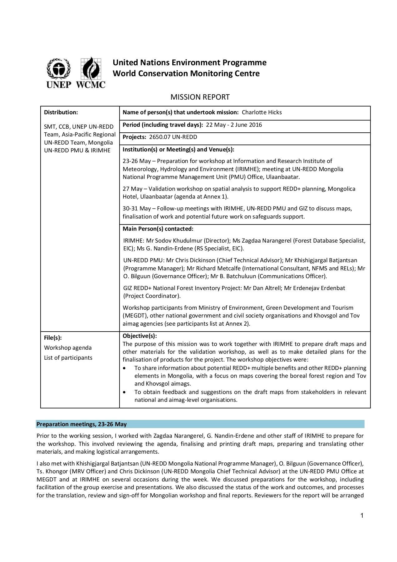 Mission report_UNEP-WCMC Mongolia_final June 2016 - nyamkansn - Page 1 ...