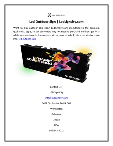 Led Outdoor Sign | Ledsigncity.com