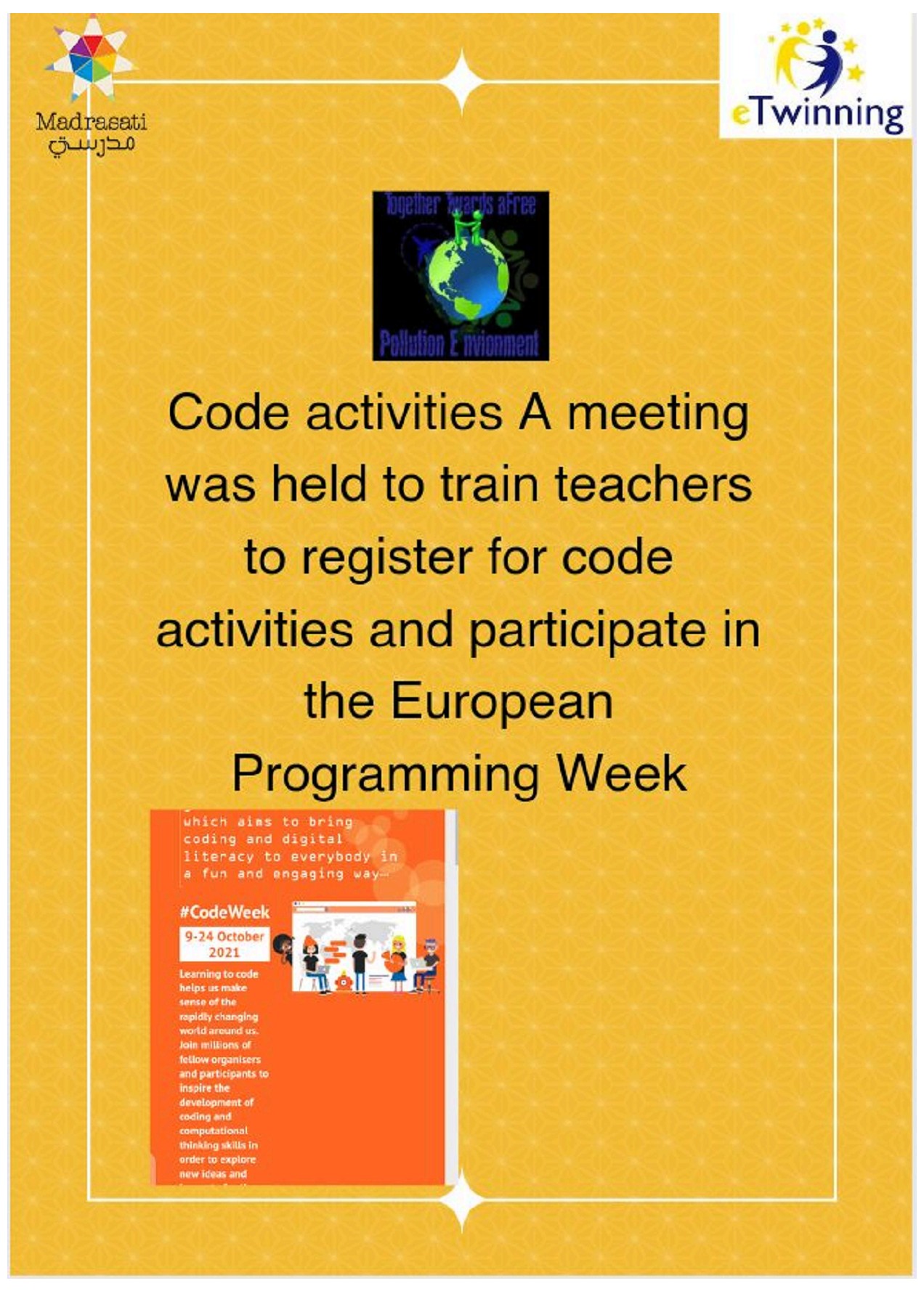 Meeting to train teachers in code week - Learn English with Huda and ...