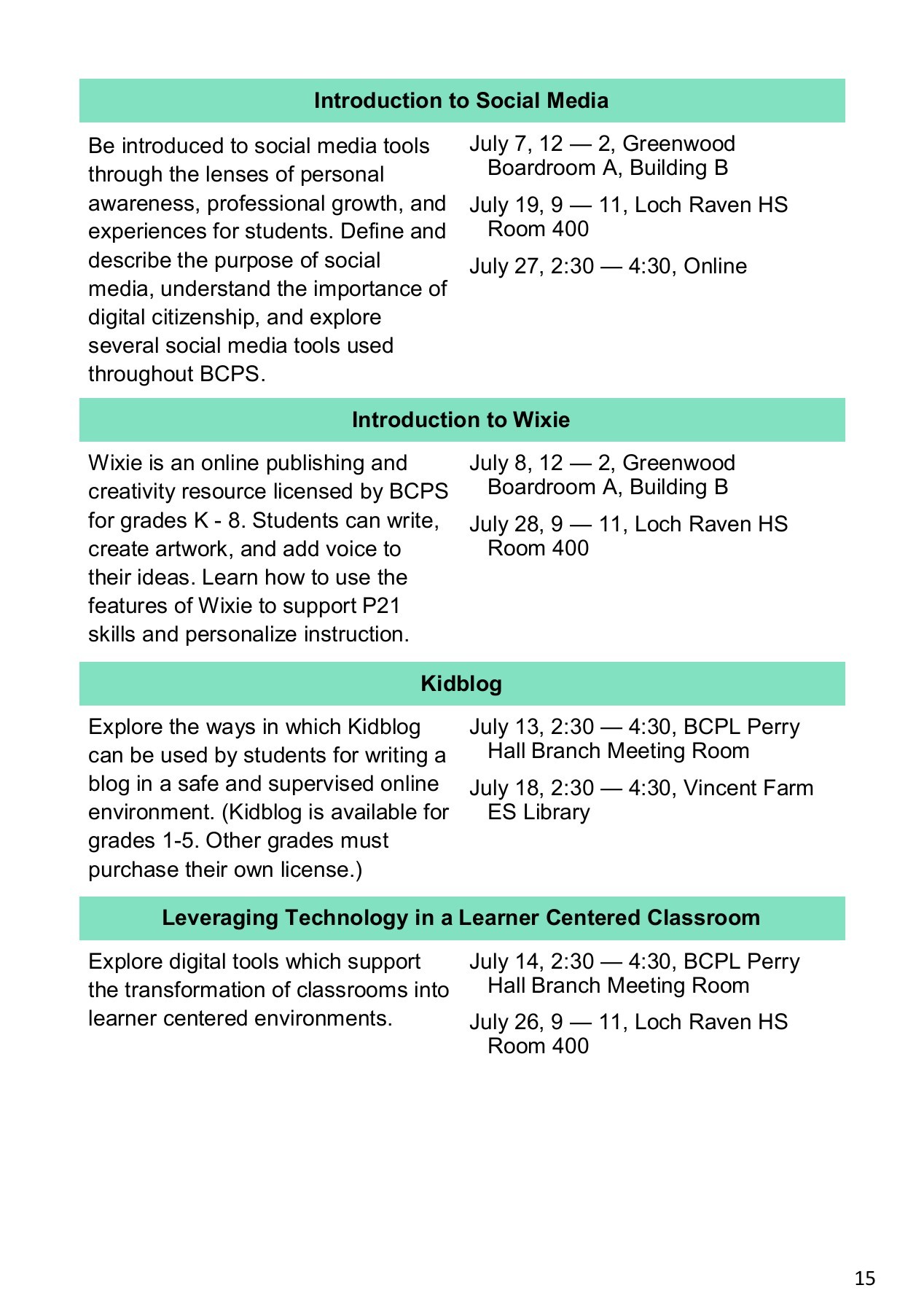 Office of Digital Learning Summer PD Booklet - bcpsodl - Page 15 | Flip ...