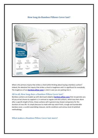 How long do Bamboo Pillows Cover last