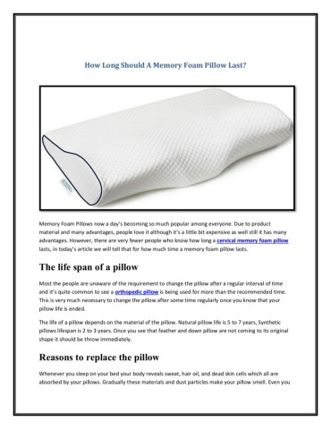 How Long Should A Memory Foam Pillow Last