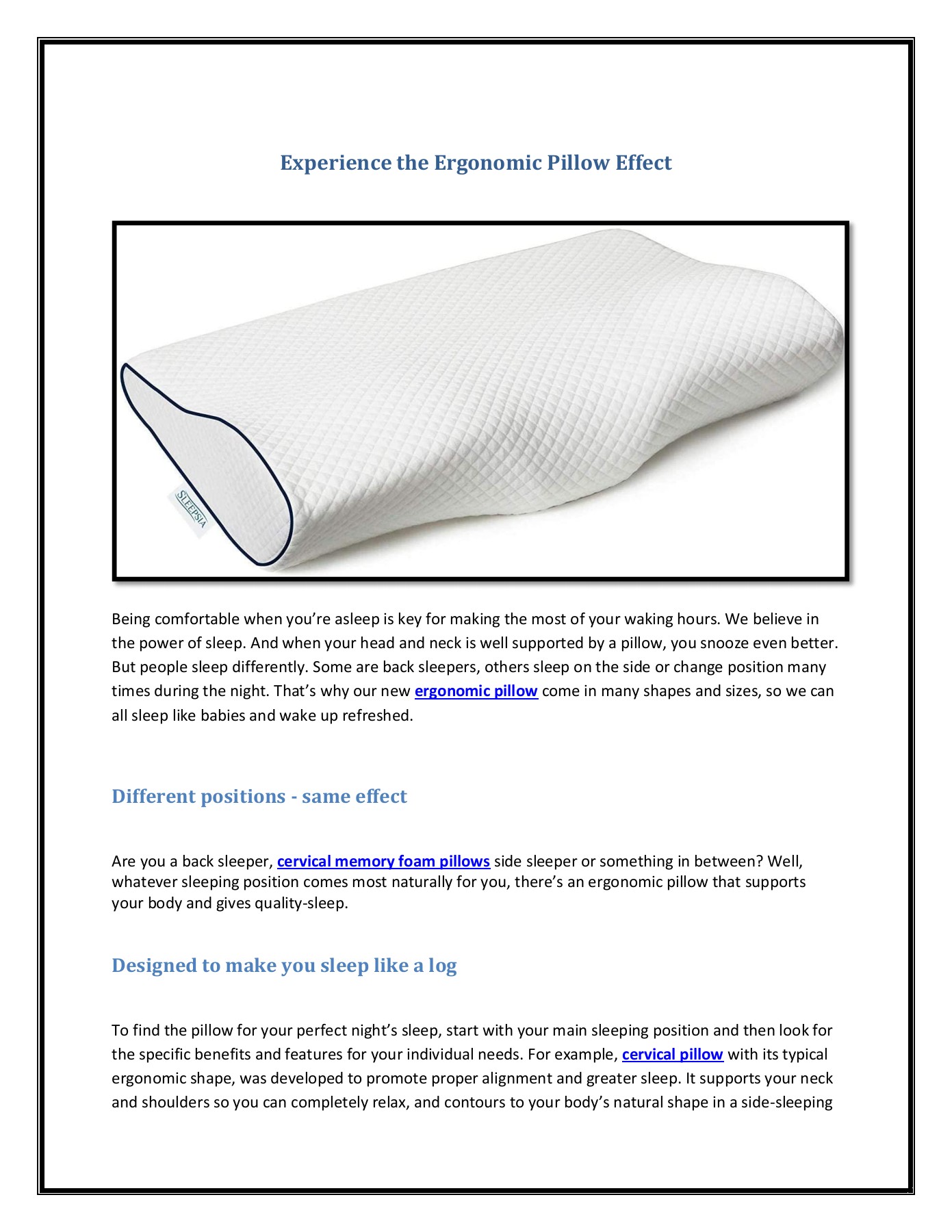 Experience the Ergonomic Pillow Effect - Lori Sims - Page 1 - 2 | Flip ...