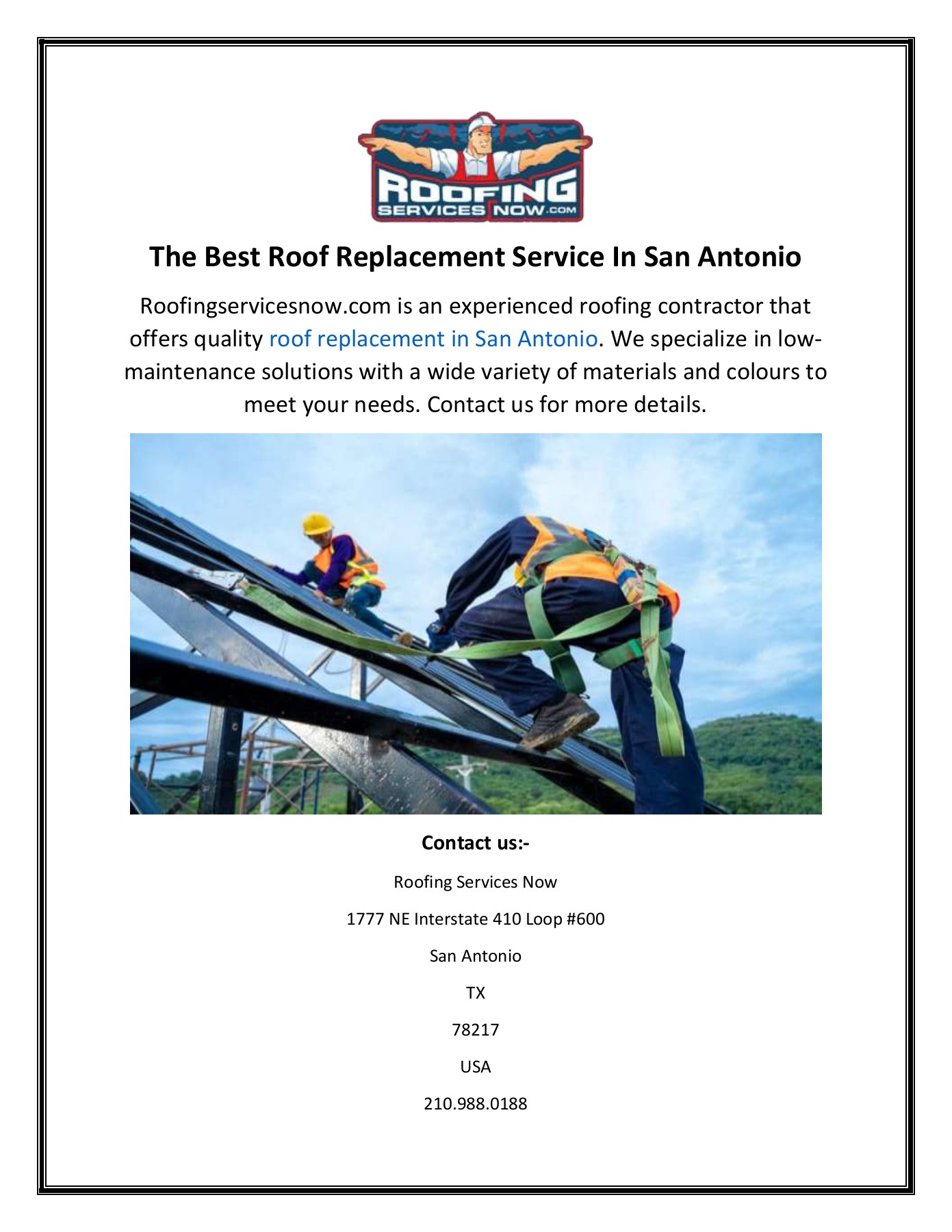 The Best Roof Replacement Service In San Antonio - Steven Redfern ...
