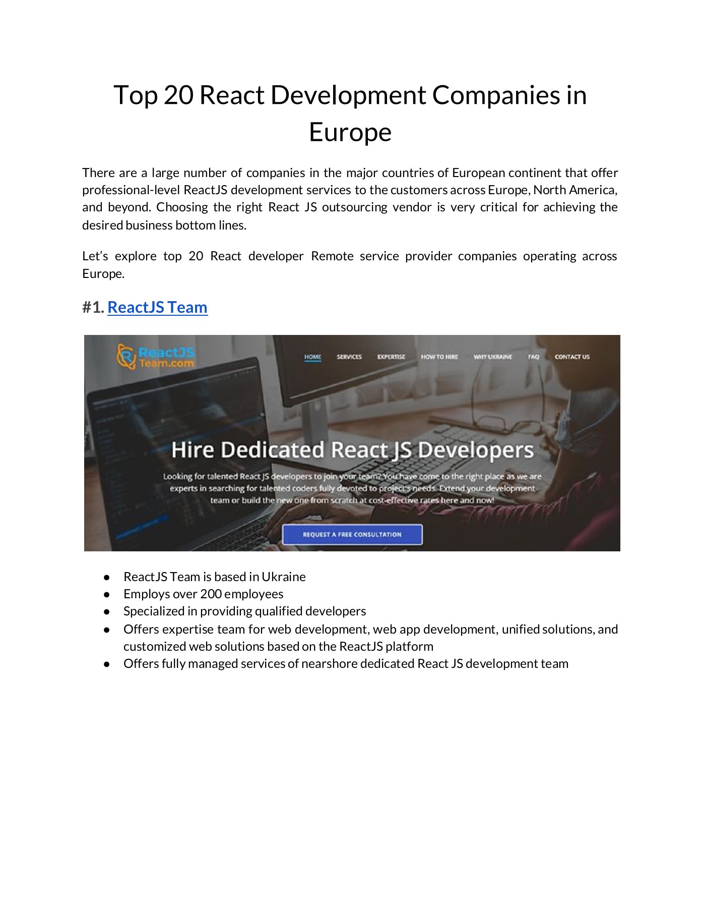 Top 20 React Development Companies in Europe - ReactJSTeam - Page 1 - 11 | Flip PDF Online ...