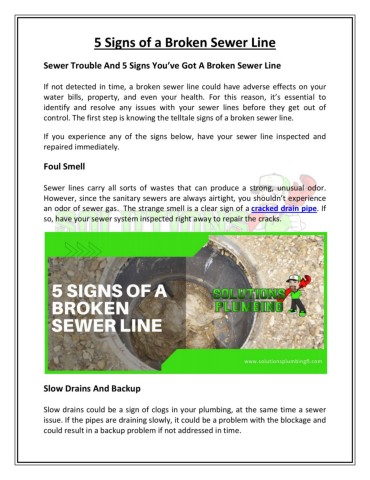 5 Signs of a Broken Sewer Line