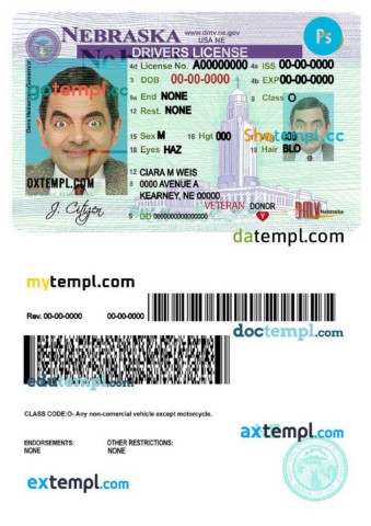 USA Nebraska driving license