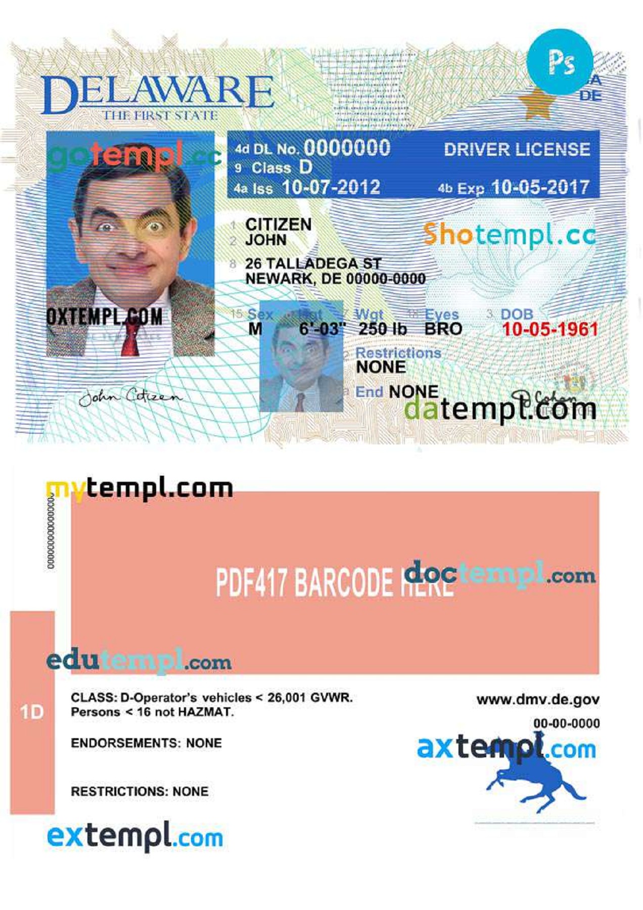 USA Delaware driving license version 2 - pretemplstore - Page 1 - 1 ...