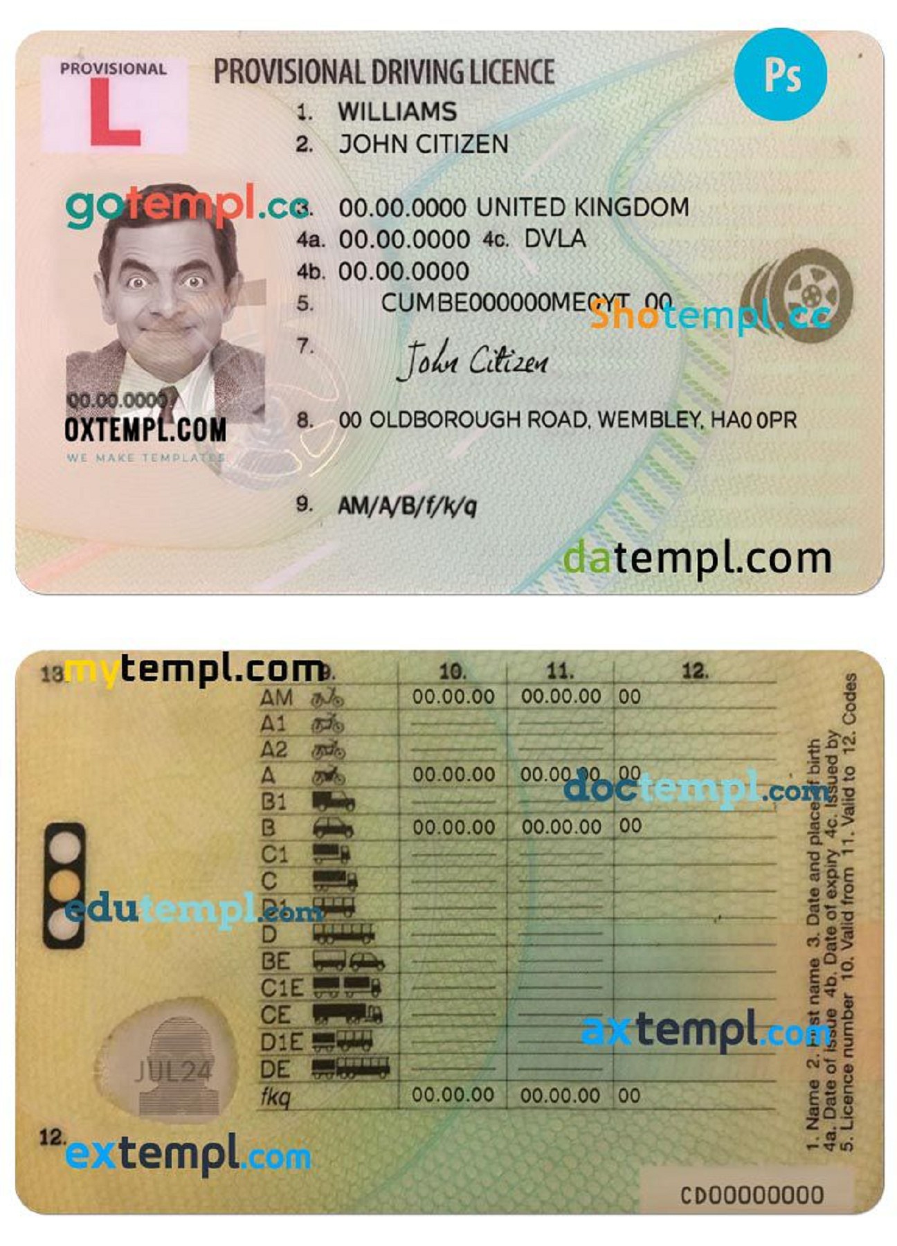 United Kingdom provisional driving license - pretemplstore - Page 1 - 1 ...