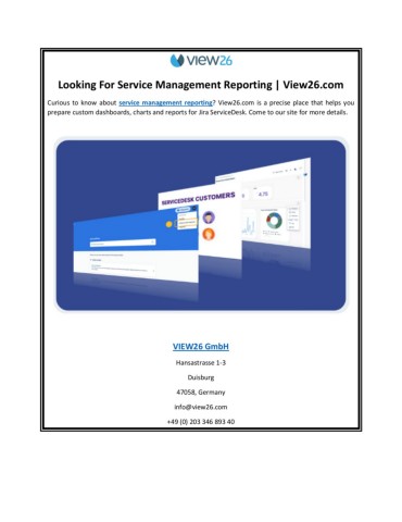 Looking For Service Management Reporting | View26.com - VIEW26 GmbH ...