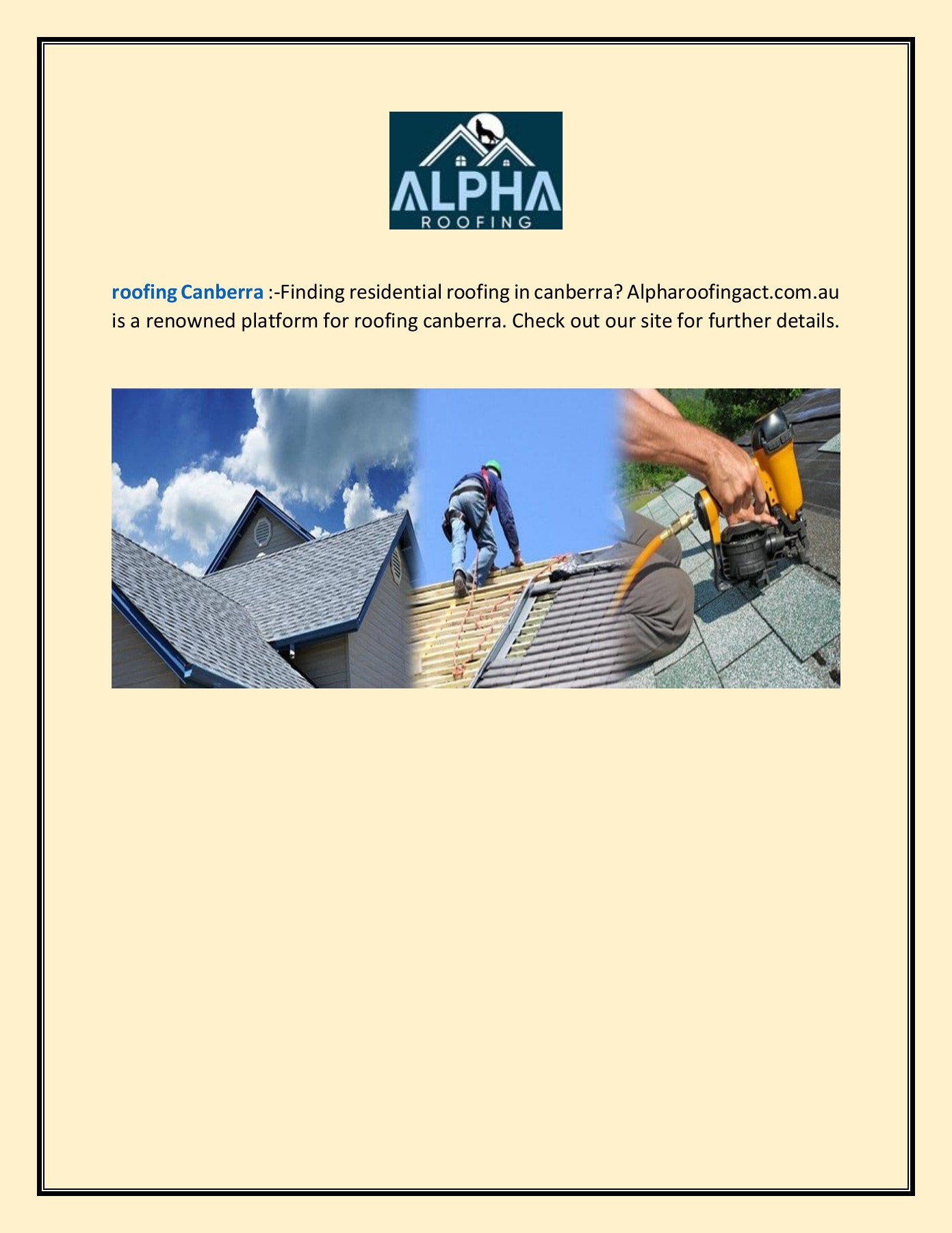 roofing canberra Alpharoofingact.com.au - Alpha Roof Repairs & Restoration Canberra - Page 1 - 1 ...